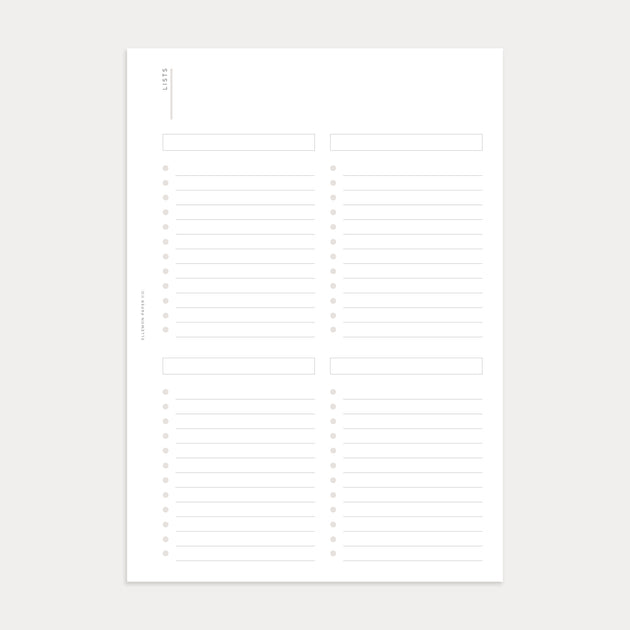 Lists No. 1 Inserts – Ellemon Paper Co.
