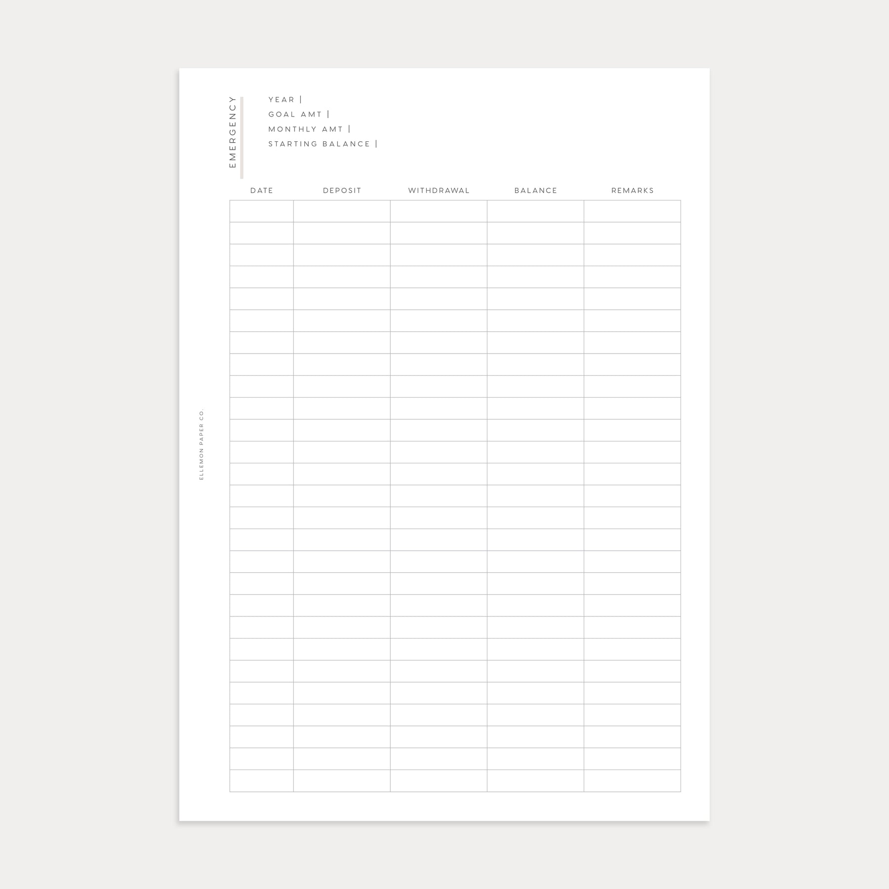 Emergency Fund Tracker – Ellemon Paper Co.