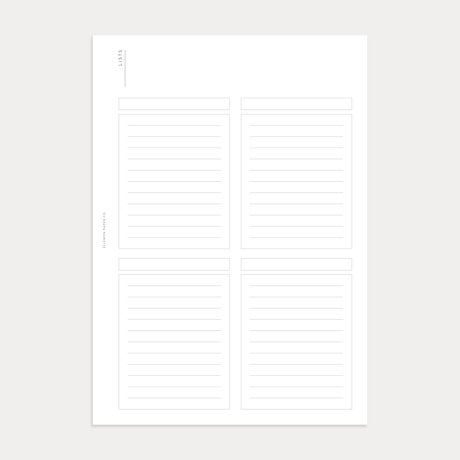 Lists No. 1 Inserts – Ellemon Paper Co.